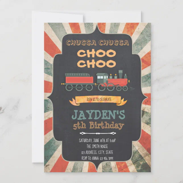Vintage train birthday party Invitation | Zazzle