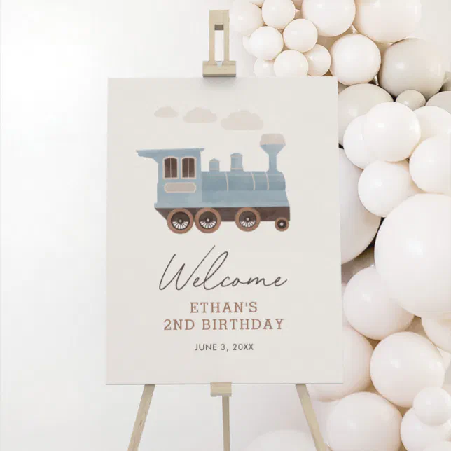 Vintage Train Birthday Party Welcome Sign | Zazzle
