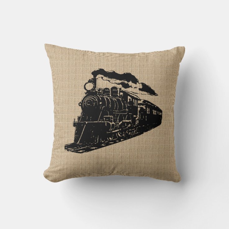 Vintage Train Pillow | Zazzle