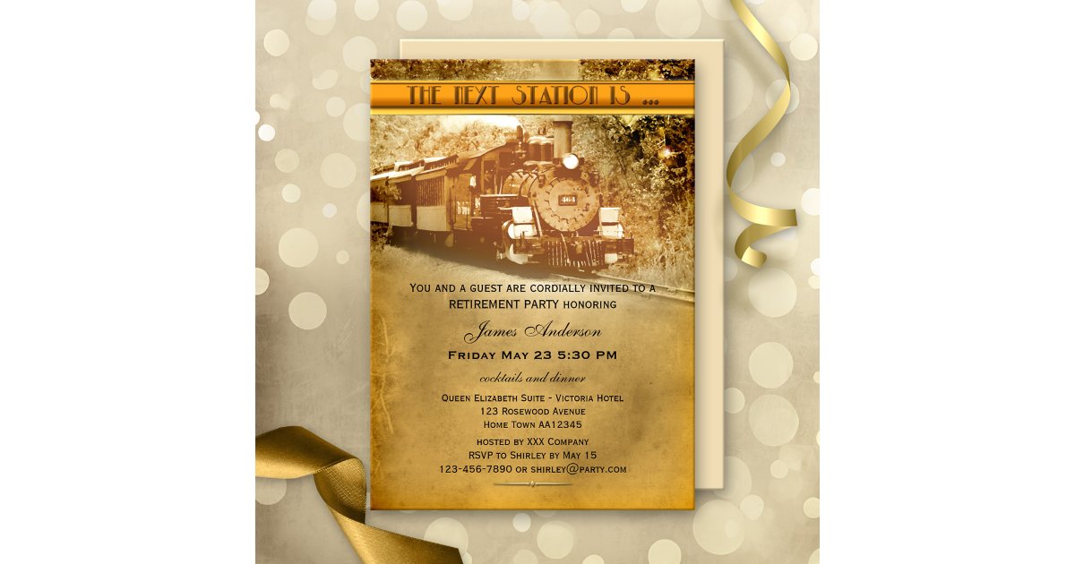 Vintage Train Retirement Party Invitation | Zazzle