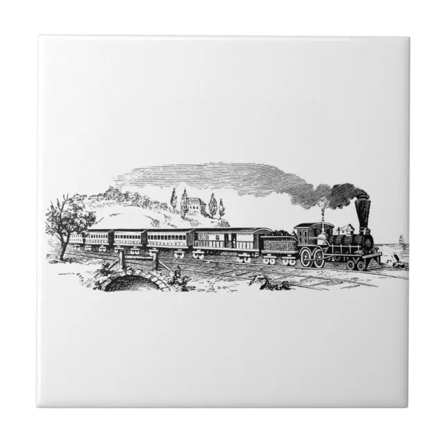 vintage Train sketch Ceramic Tile | Zazzle
