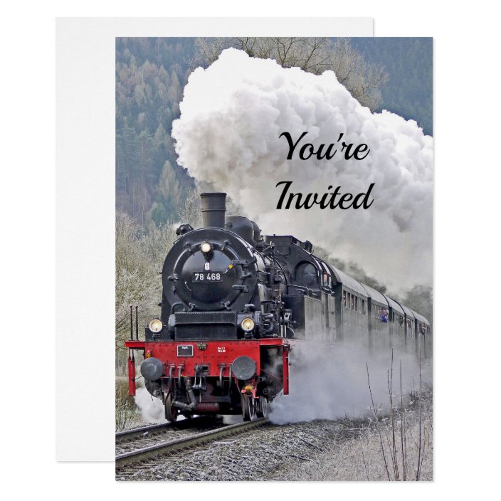 Vintage Train Steam Locomotive Photo Birthday Invitation | Zazzle.com