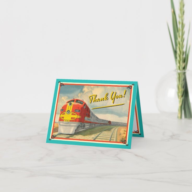Vintage Train Thank you card | Zazzle