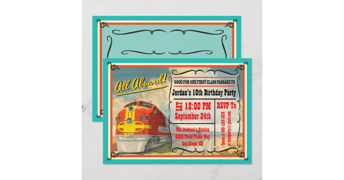 Vintage Train Ticket Birthday Party Invitation | Zazzle.com