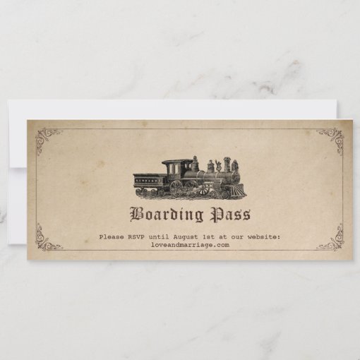 Vintage Train Ticket Wedding Invitation | Zazzle