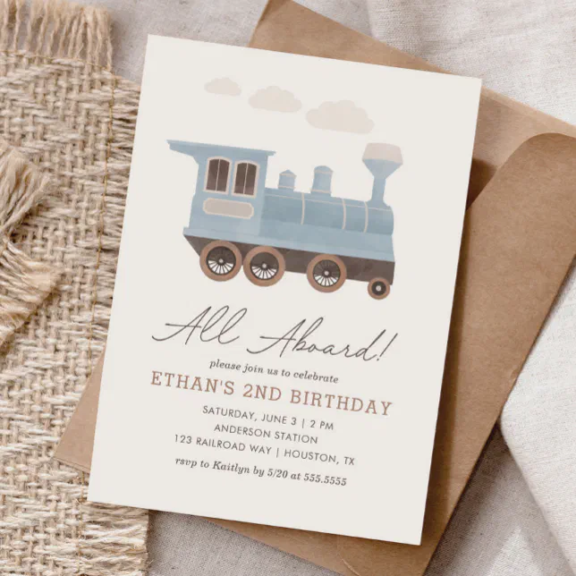 Vintage Train Transportation Birthday Invitation | Zazzle