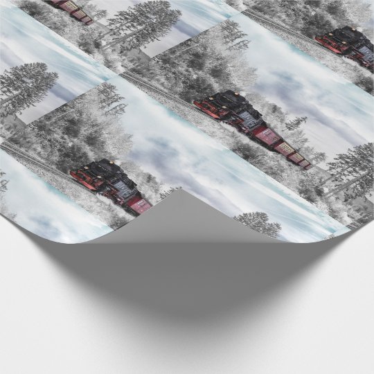 Vintage Train Travelling through Winter Landscape Wrapping Paper ...
