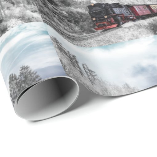 Vintage Train Travelling through Winter Landscape Wrapping Paper | Zazzle