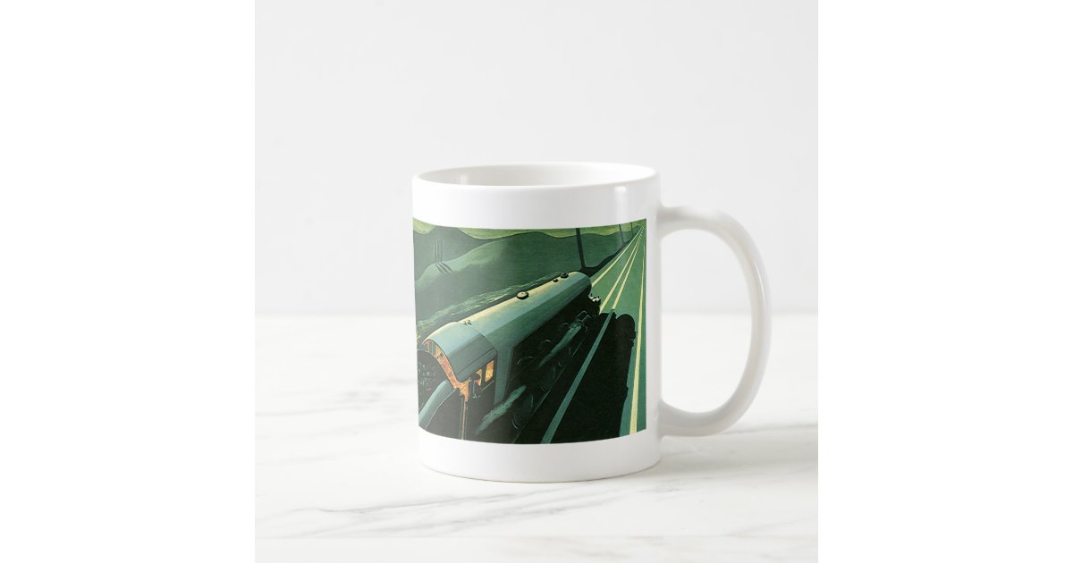 Vintage Transportation, Green Speeding Train Coffee Mug | Zazzle