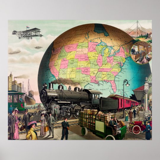 Vintage Transportation Illustration Poster | Zazzle.com