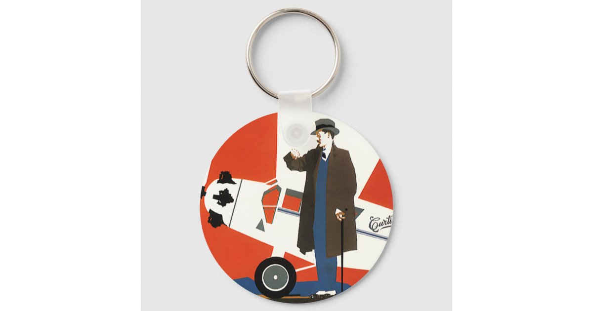 Vintage Transportation, Propeller Plane and Pilot Keychain | Zazzle