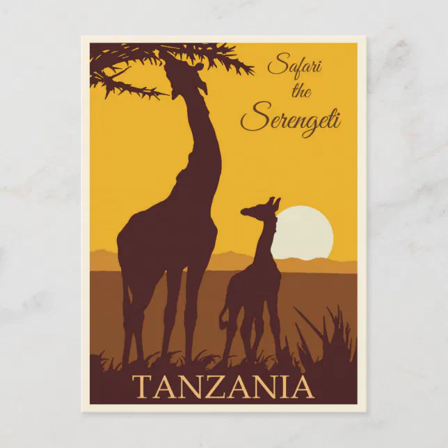 Vintage Travel Africa Tanzania Safari Postcard | Zazzle
