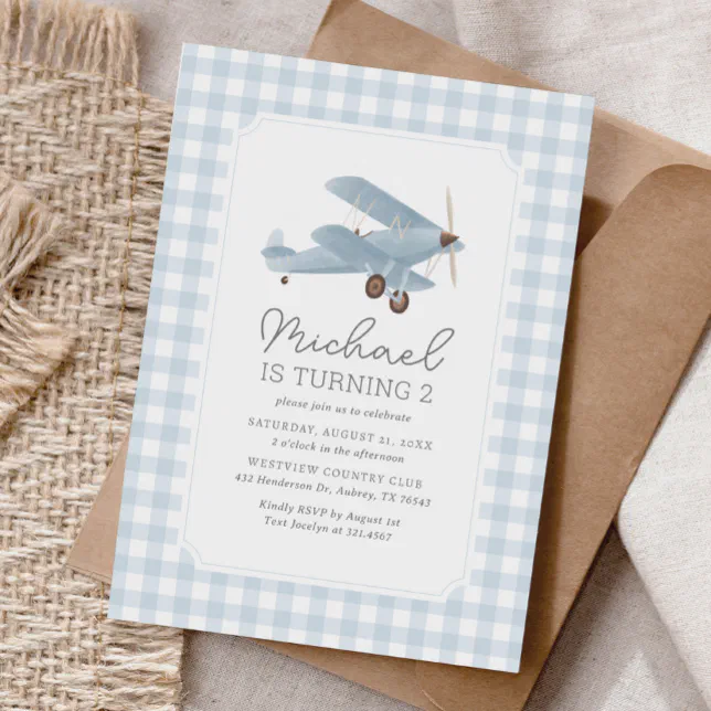 Vintage Travel Airplane Birthday Invitation | Zazzle