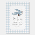 Vintage Travel Airplane Birthday Welcome Sign | Zazzle