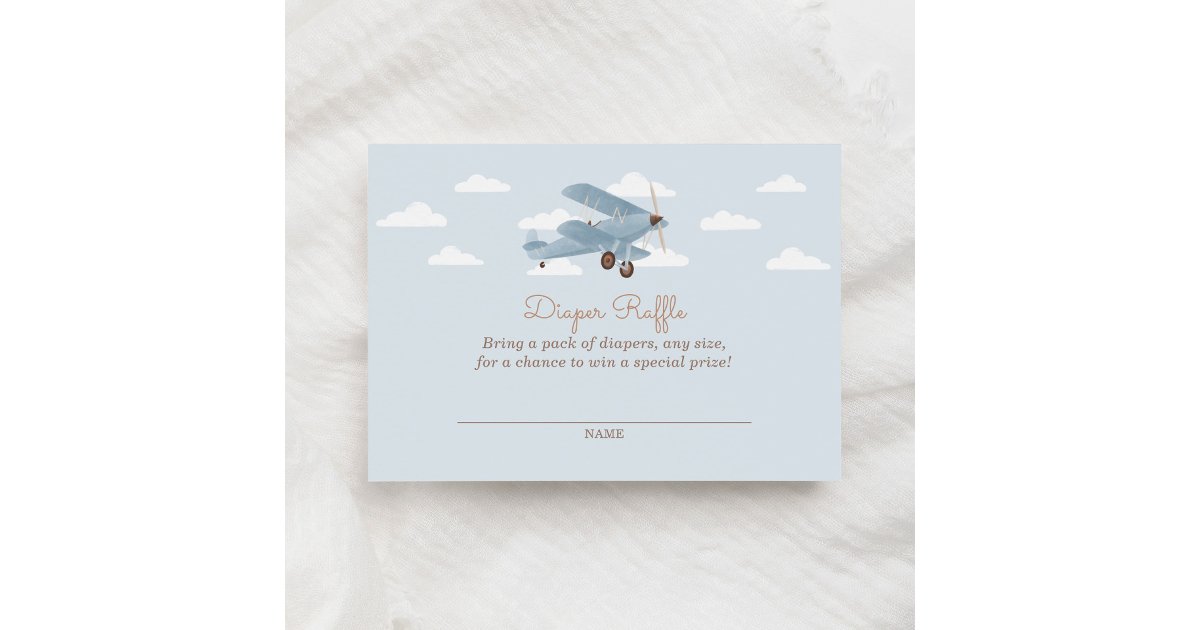 Vintage Travel Airplane Diaper Raffle Ticket Enclosure Card | Zazzle
