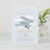 Vintage Travel Airplane Gender Reveal Party Invitation | Zazzle