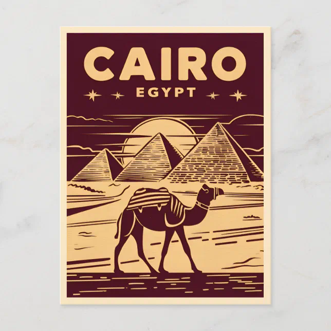 Vintage Travel Ancient Egypt Pyramid Retro Graphic Postcard | Zazzle