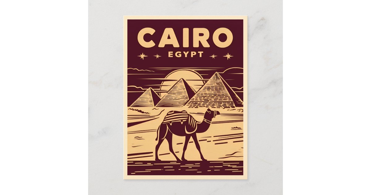 Vintage Travel Ancient Egypt Pyramid Retro Graphic Postcard | Zazzle