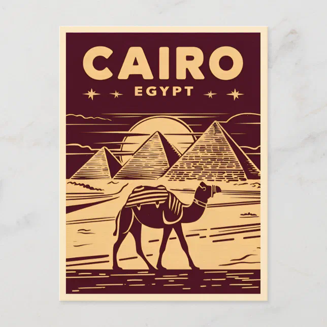 Vintage Travel Ancient Egypt Pyramid Retro Graphic Postcard | Zazzle