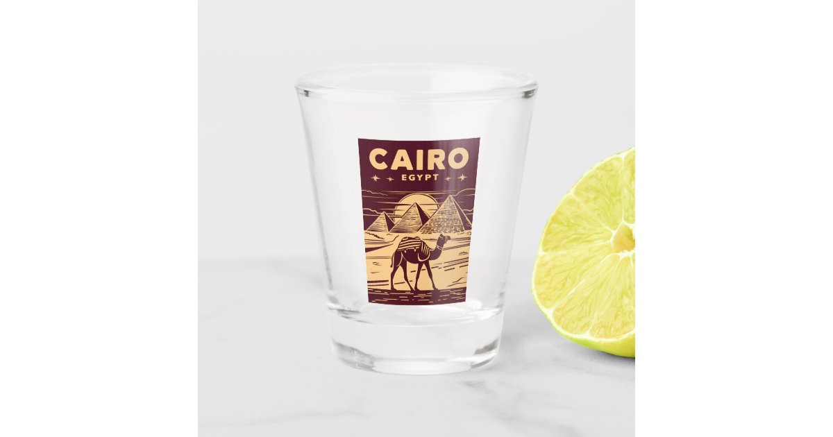 Vintage Travel Ancient Egypt Pyramid Retro Graphic Shot Glass | Zazzle