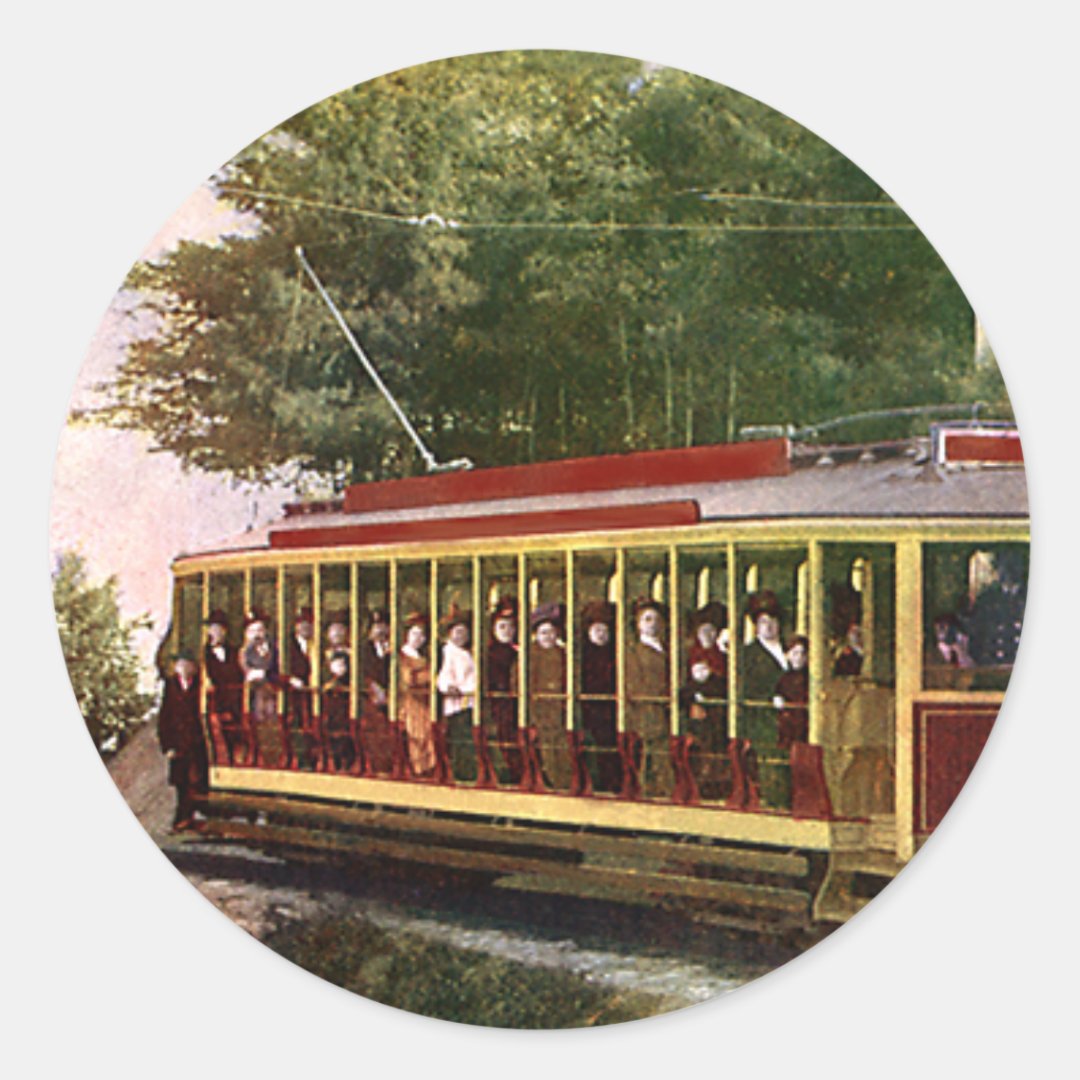 Vintage Travel and Transportation Electric Trolley Classic Round ...