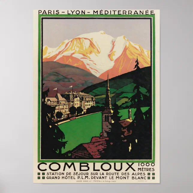 Vintage Travel Art Deco Poster Combloux, France | Zazzle