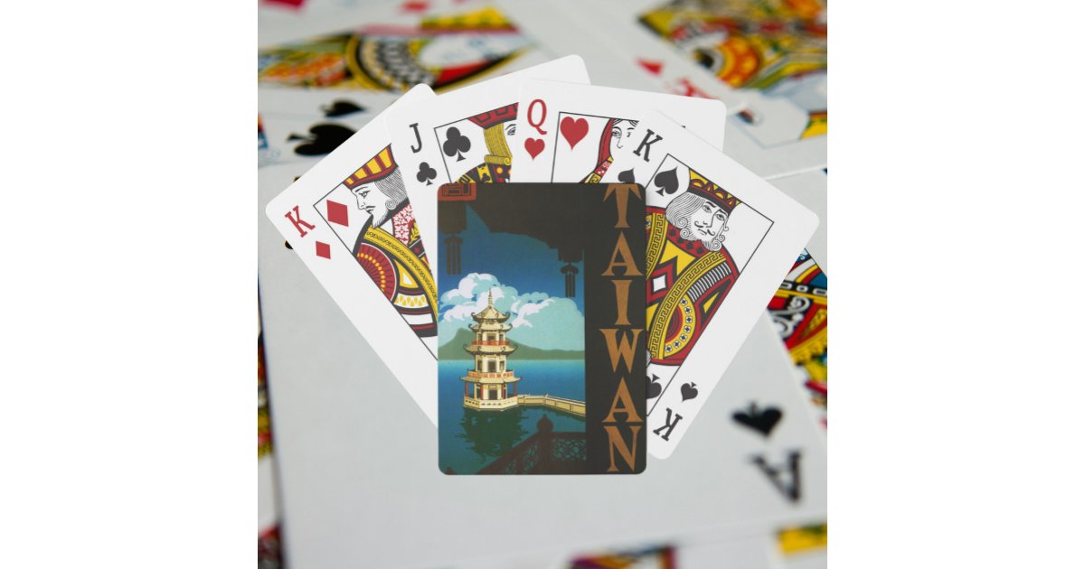 Vintage Travel Asia, Taiwan Pagoda Tiered Tower Poker Cards | Zazzle