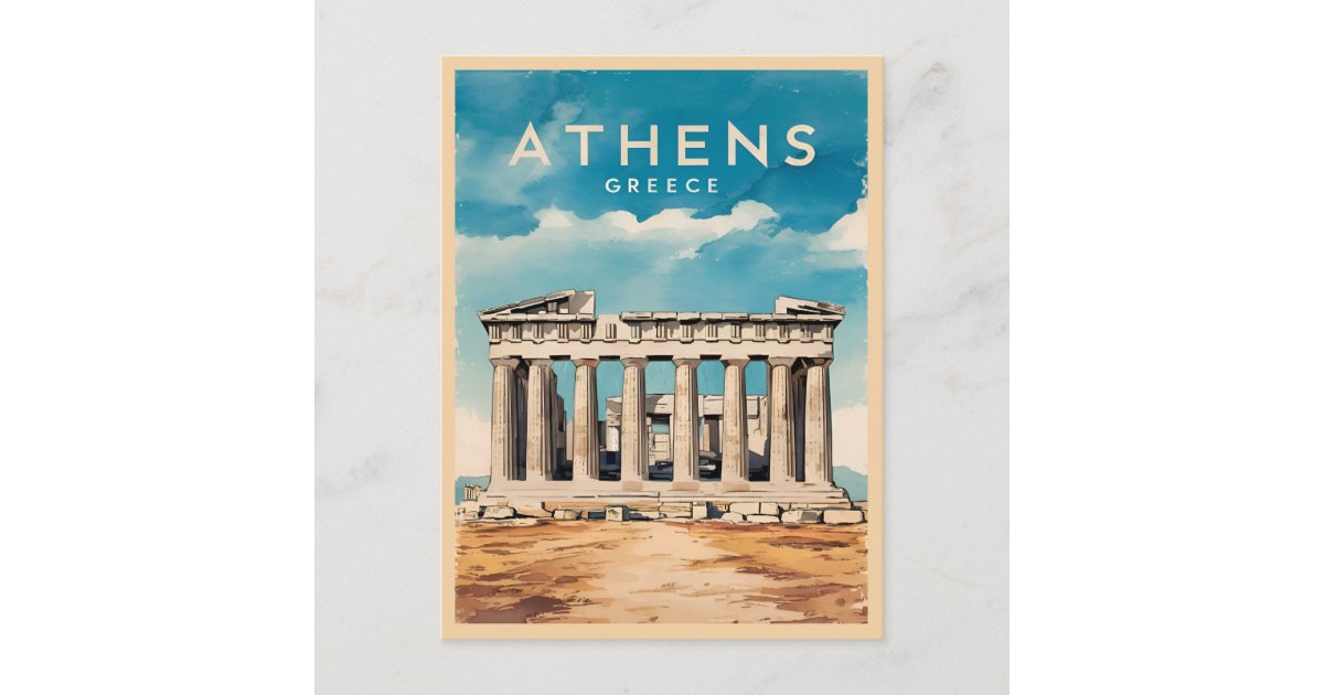 Vintage Travel Athens Greece Parthenon Retro Postcard | Zazzle