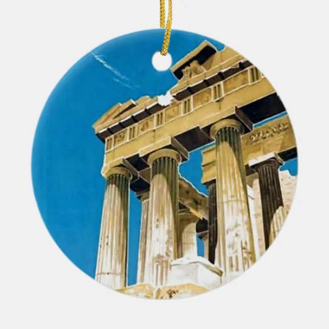 Vintage Travel Athens Greece Parthenon Temple Ceramic Ornament | Zazzle