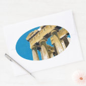 Vintage Travel Athens Greece Parthenon Temple Oval Sticker | Zazzle