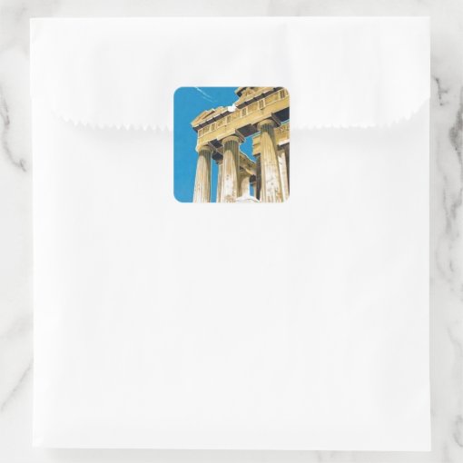 Vintage Travel Athens Greece Parthenon Temple Square Sticker | Zazzle