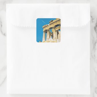 Vintage Travel Athens Greece Parthenon Temple Square Sticker | Zazzle