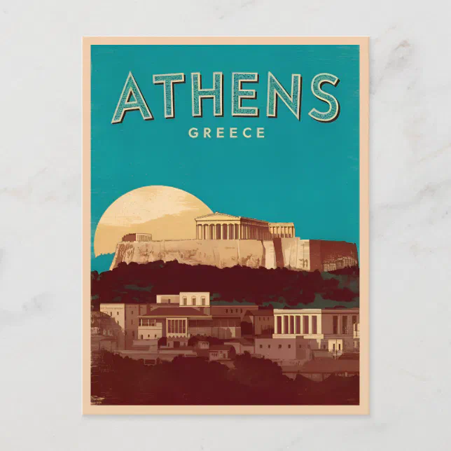 Vintage Travel Athens Greece Retro Scenic Postcard | Zazzle