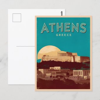 Vintage Travel Athens Greece Retro Scenic Postcard | Zazzle