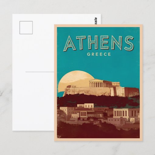 Vintage Travel Athens Greece Retro Scenic Postcard | Zazzle