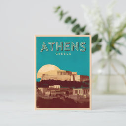 Vintage Travel Athens Greece Retro Scenic Postcard | Zazzle