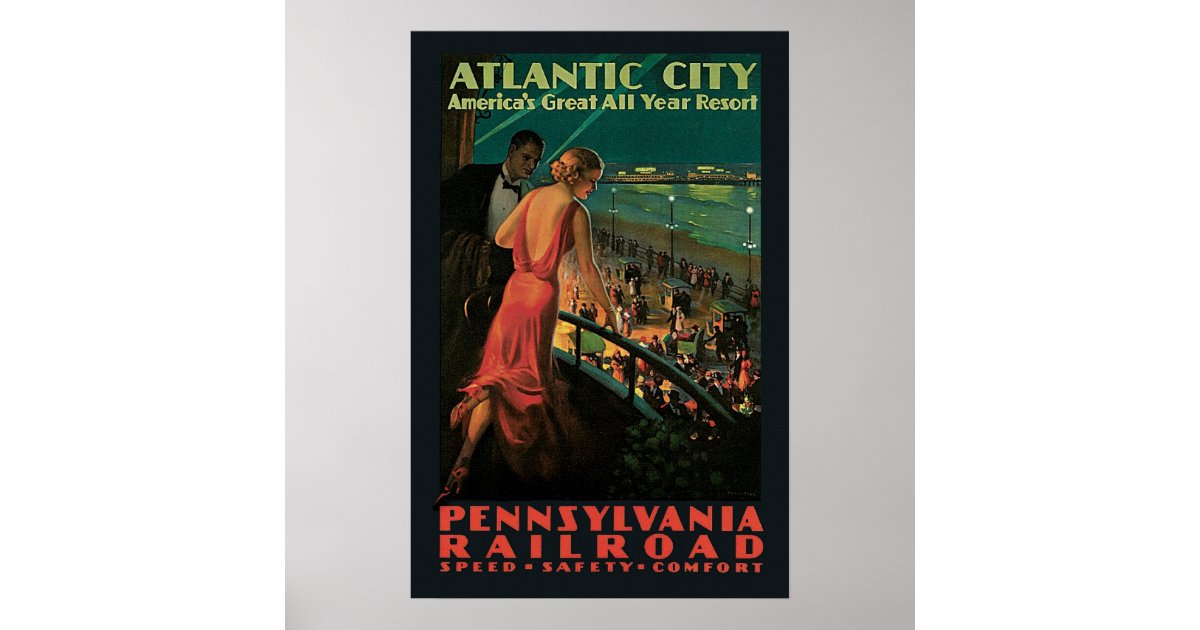Vintage travel,Atlantic City Poster | Zazzle