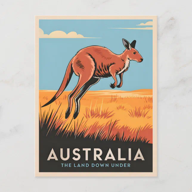 Vintage Travel Australia Kangaroo Outback Nature Postcard | Zazzle