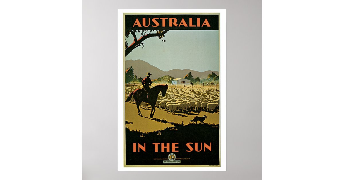 Vintage Travel Australia Sheep Farm Poster | Zazzle