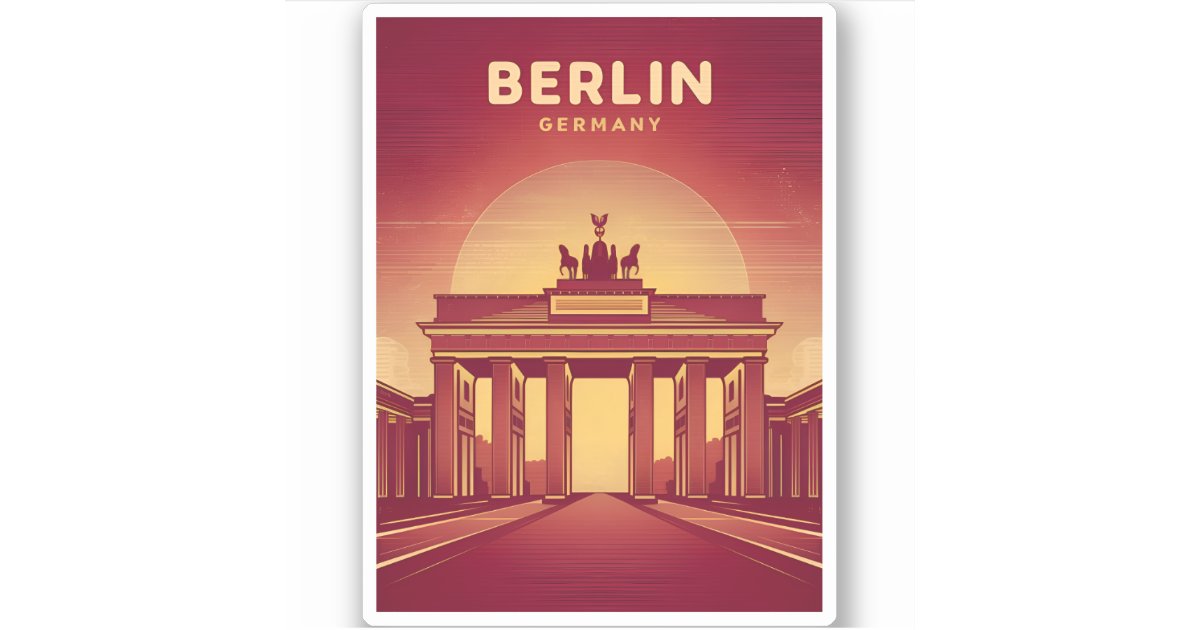 Vintage Travel Berlin Brandenburg Gate Germany Sticker | Zazzle