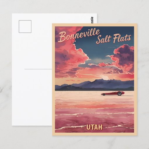 Vintage Travel Bonneville Salt Flats Utah Retro Postcard | Zazzle