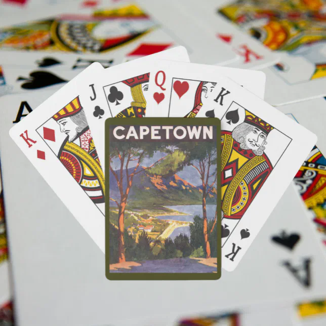 Vintage Travel, Cape Town, a City in South Africa Poker Cards | Zazzle