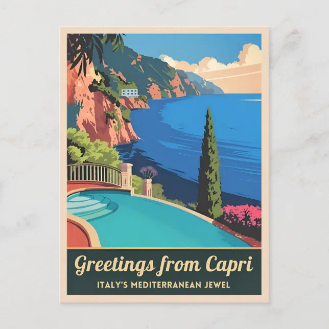 Vintage Travel Capri Italy Seaside Retro Scenic Postcard | Zazzle