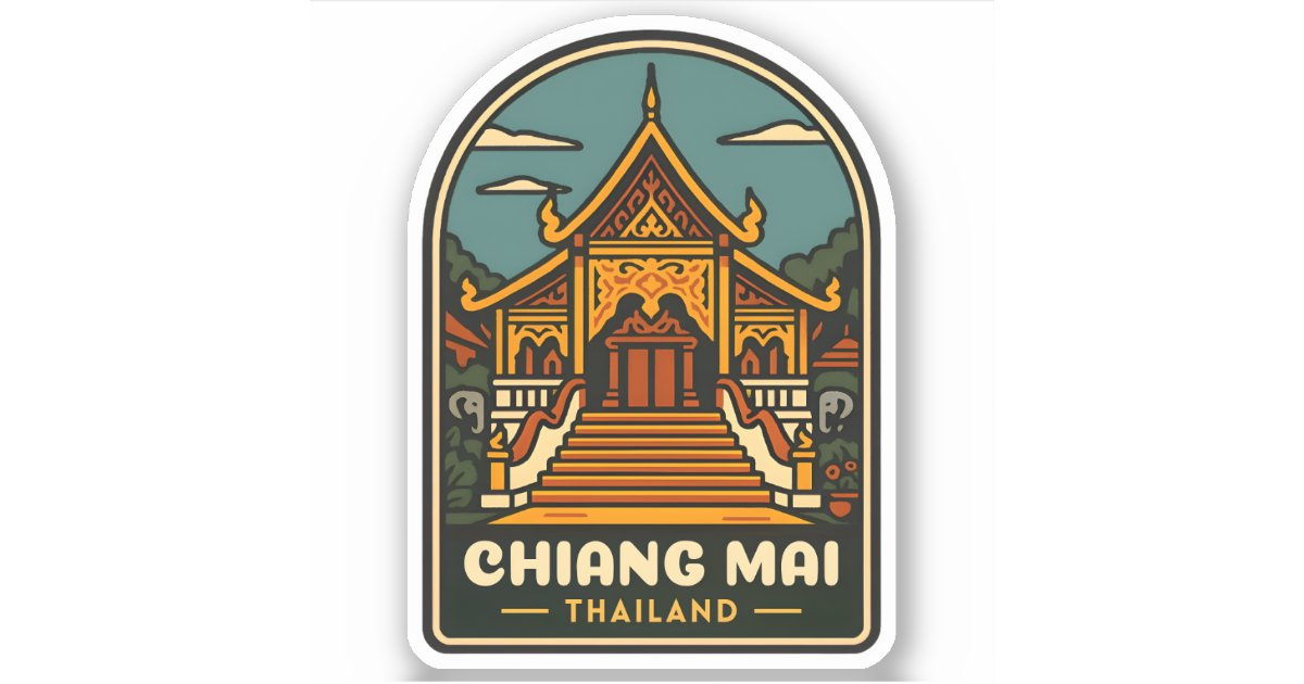 Vintage Travel Chiang Mai Thailand Retro Sticker | Zazzle