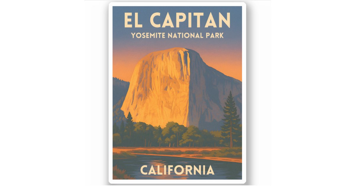 Vintage Travel El Capitan Yosemite National Park Sticker | Zazzle