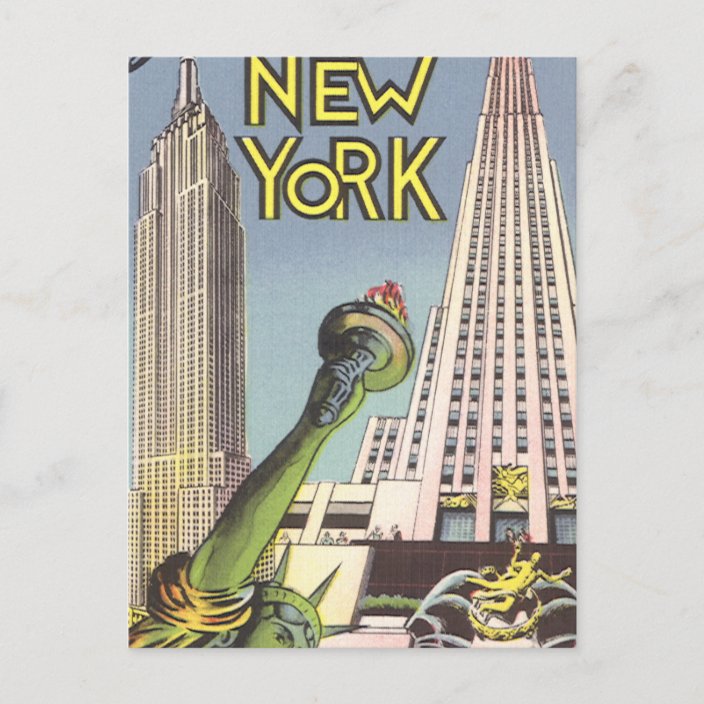 Vintage Travel, Famous New York City Landmarks Postcard | Zazzle.com