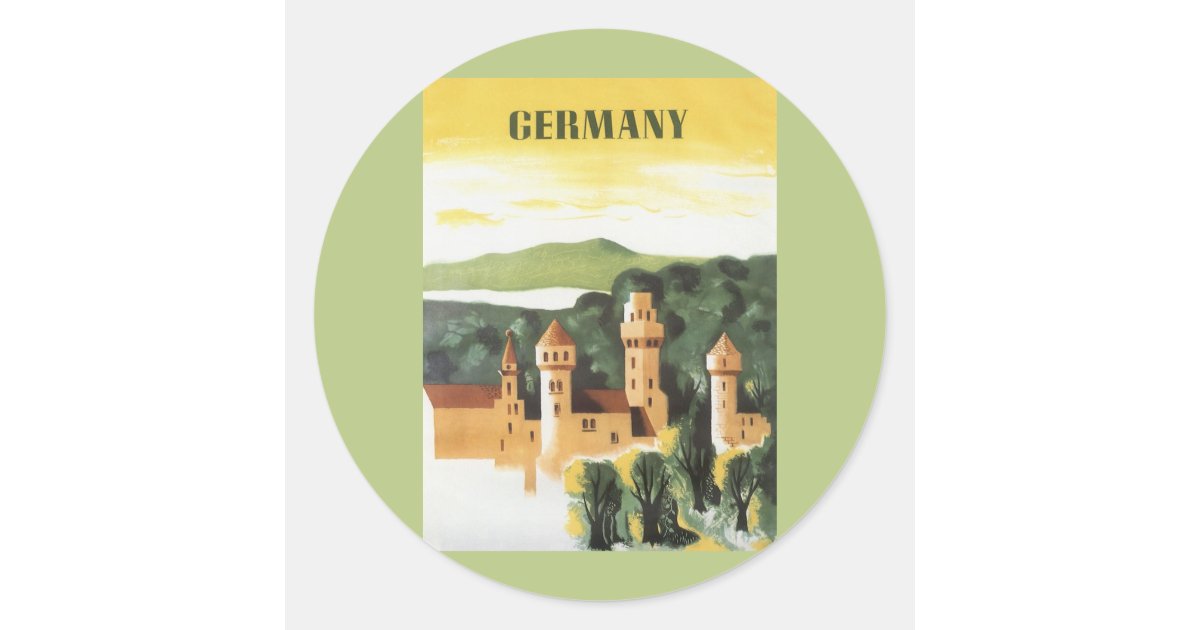 Vintage Travel, German Castle, Bavaria Germany Classic Round Sticker ...