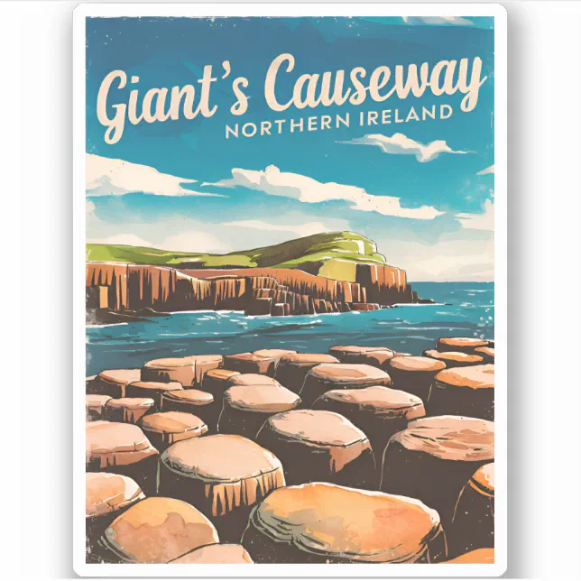 Vintage Travel Giant's Causeway Northern Ireland Sticker | Zazzle