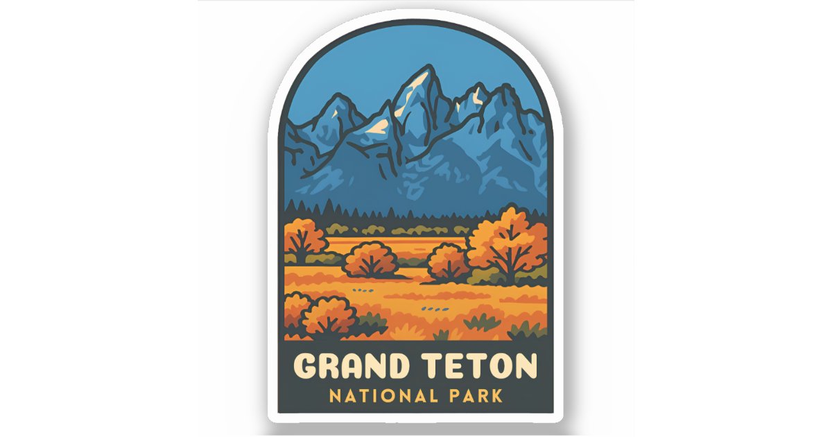 Vintage Travel Grand Teton National Park USA Retro Sticker | Zazzle