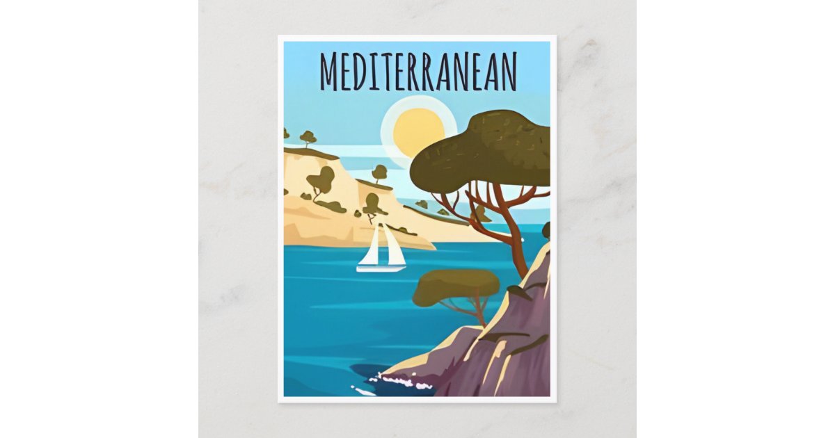Vintage Travel Greece Santorini mediterranean Postcard | Zazzle